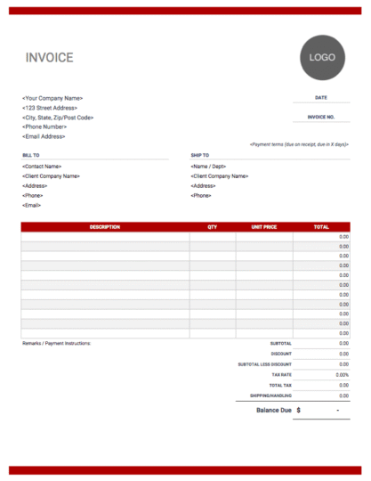 Free Microsoft Word Invoice Templates