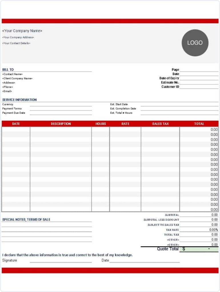 Downloadable Free Invoice Templates