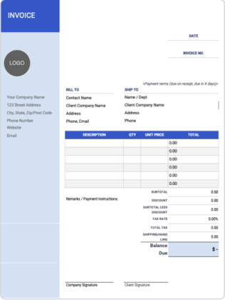 Downloadable Free Invoice Templates